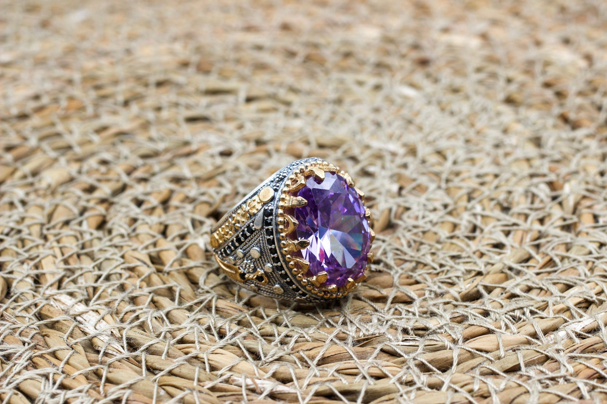 Amethyst Men's Ring Handmade Men's Ring Turkish - Etsy