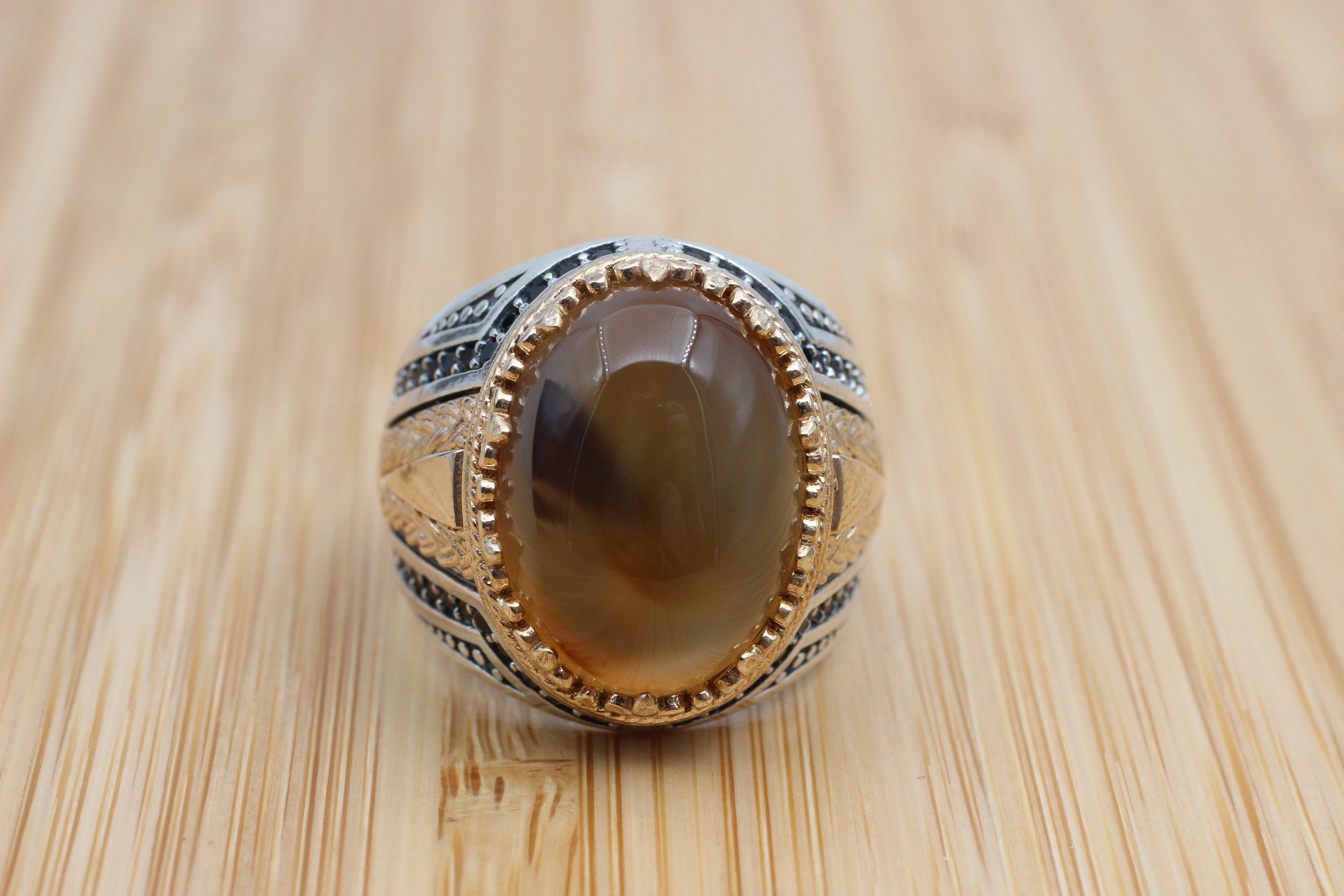 Agate Men's Ring Handmade Silver Ring Turkish Handmade | Etsy