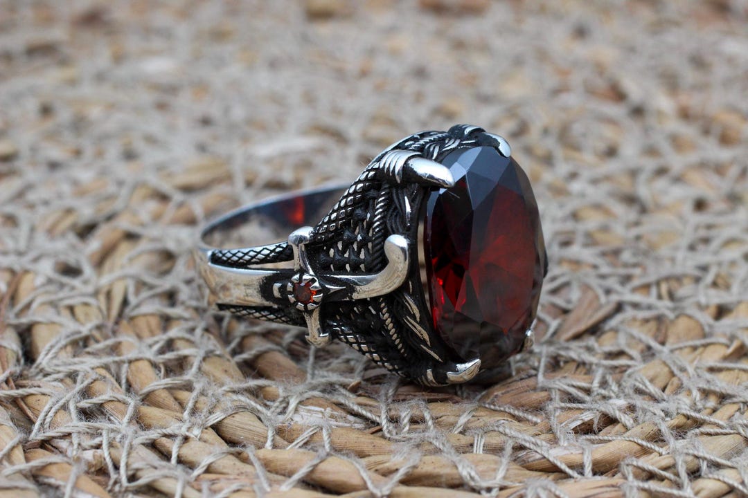 Ruby Ring, Handmade Men's Ring, Turkish Handmade Men's Ring, Ottoman Men's Ring, Men's Jewelry ...