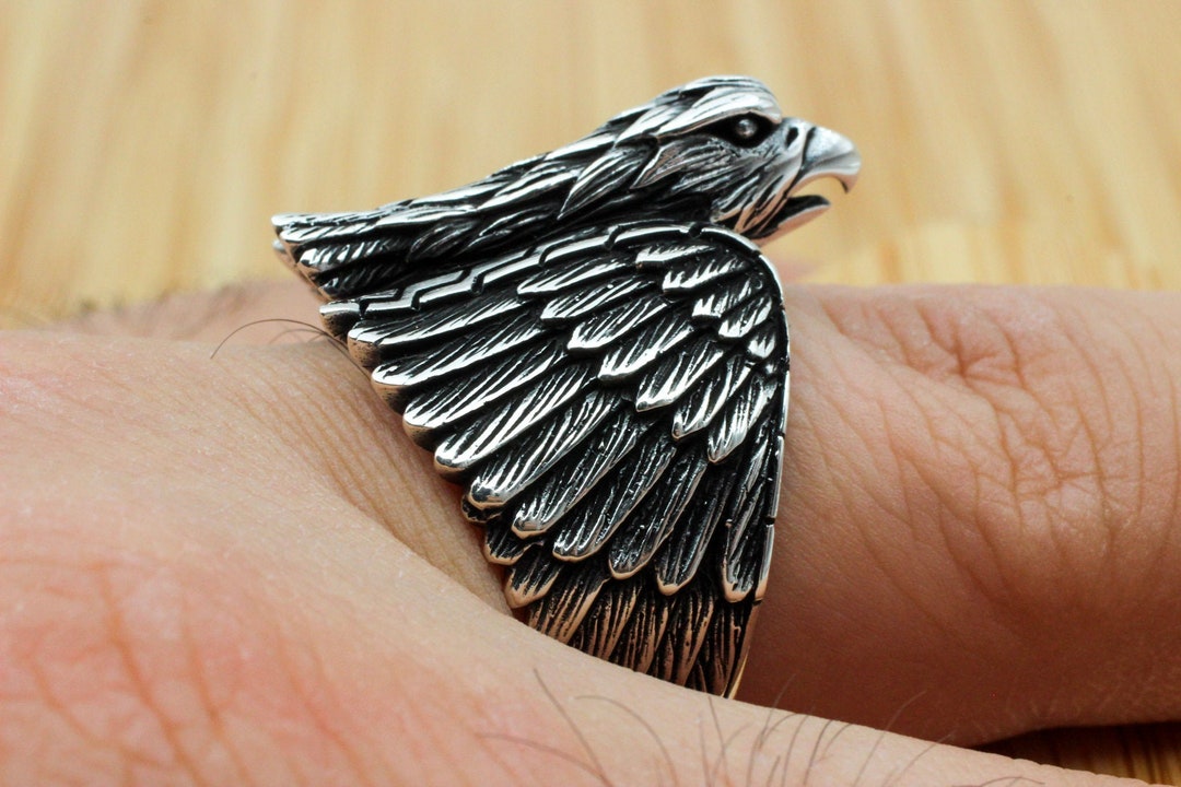 Men's Eagle Ring, Eagle Ring, Bird's Silver Ring, Handmade Sterling ...