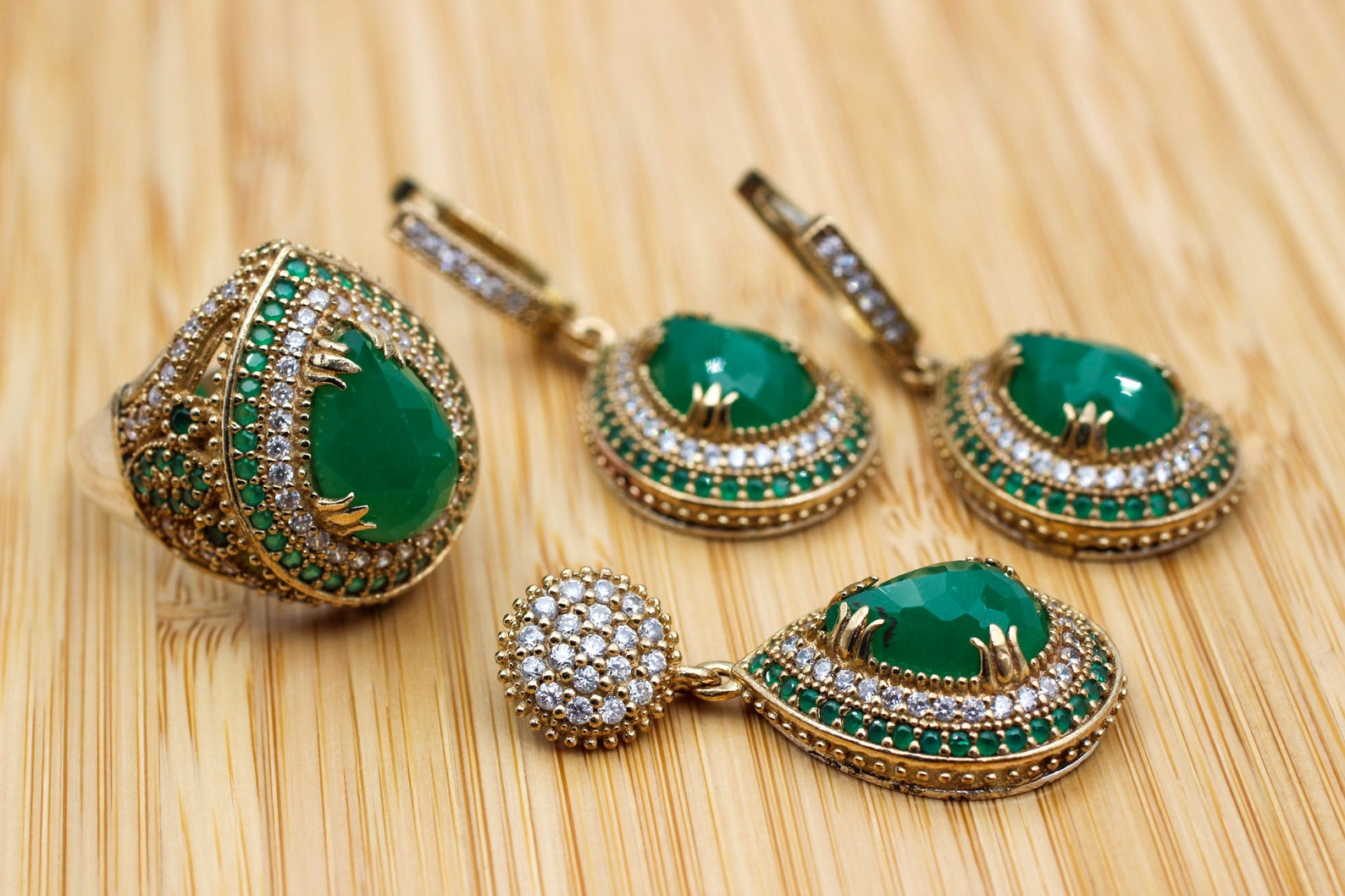 Emerald Set, Authentic Set, Handmade Set, Turkish Handmade, Ladies ...