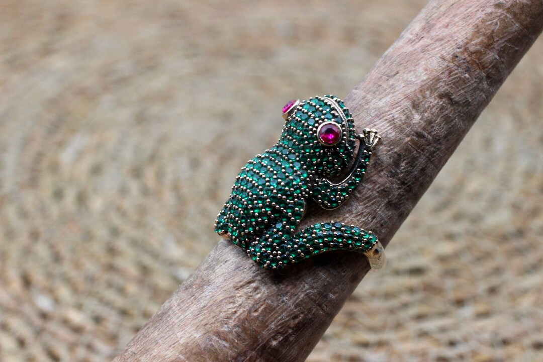 Emerald Frog Ring, Handmade Women's Ring, Authentic Ring, Turkish ...