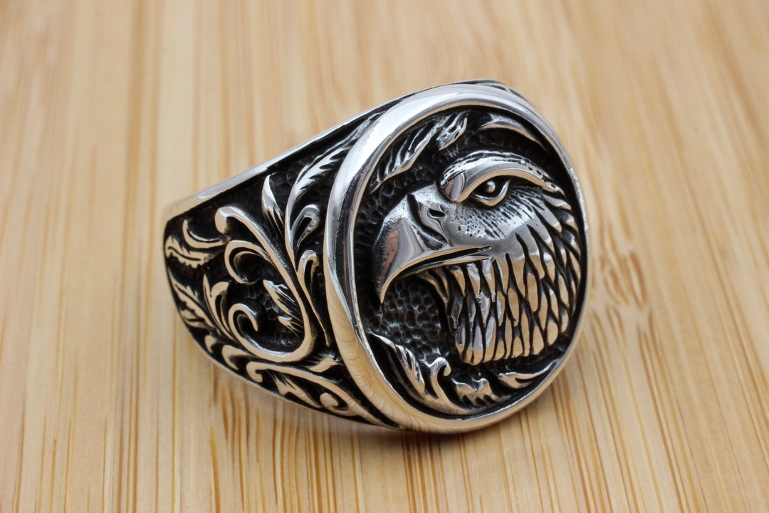 Men's Eagle Ring, Eagle Ring, Bird's Silver Ring, Handmade Sterling ...