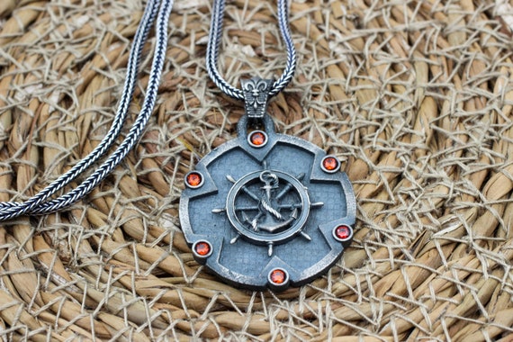 Ruby Mens Necklace Mens Pendant Anchor Mens Necklace - Etsy