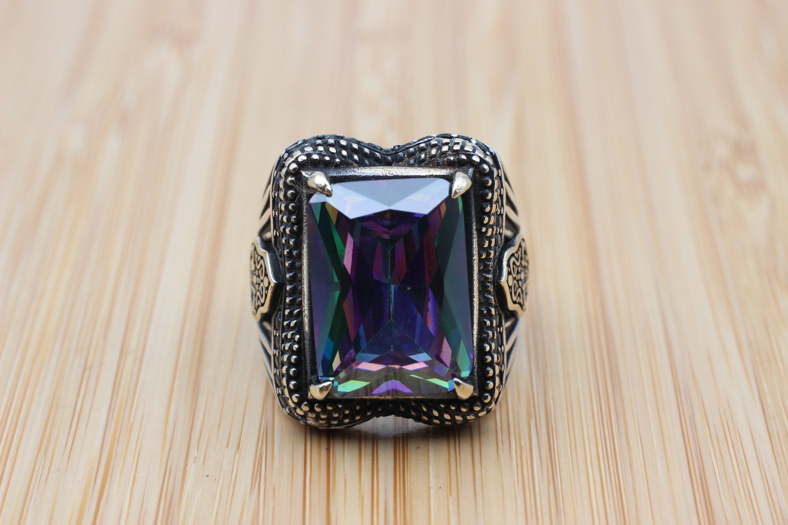 Mystic Topaz Ring Handmade Ring Turkish Handmade Silver Men | Etsy