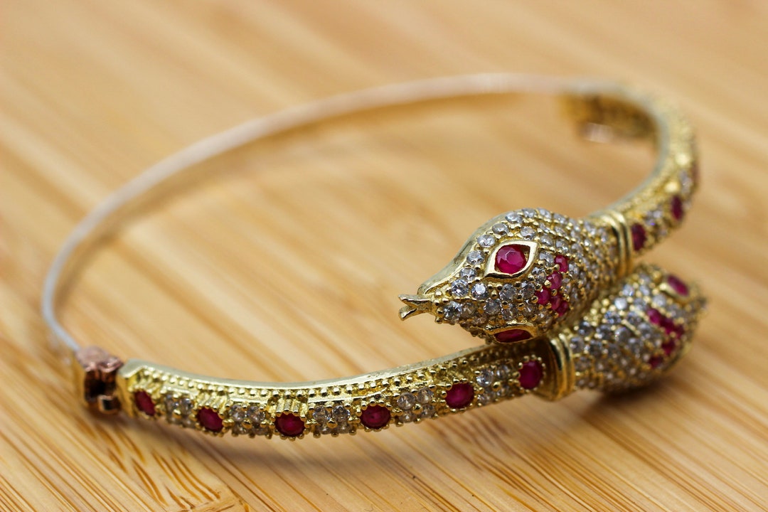 Ruby Bracelet, Snake Bracelet, Handmade Bracelet, Bangle Cuff, Turkish ...