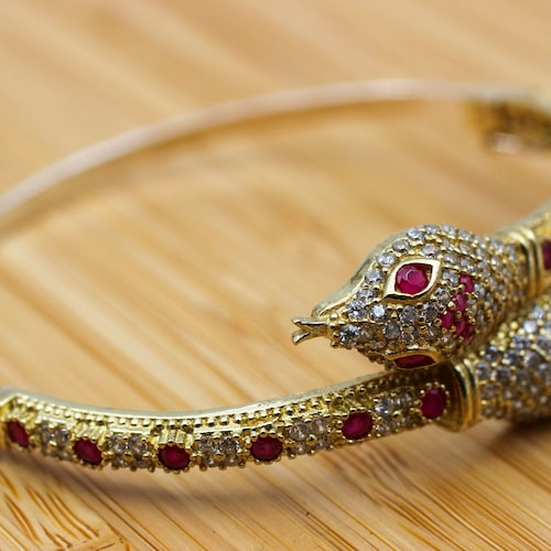 Ruby Bracelet Snake Bracelet Handmade Bracelet Bangle Cuff - Etsy