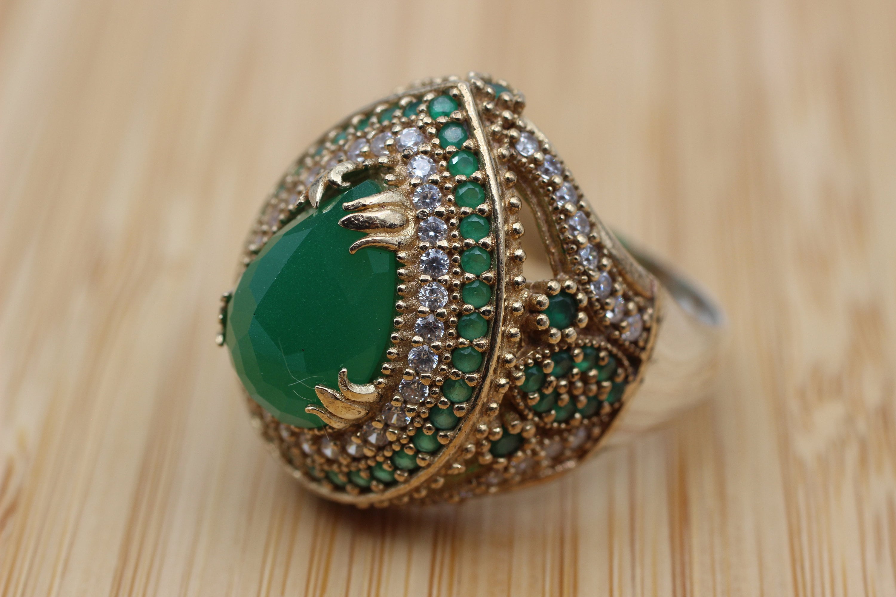Handmade Emerald Jewelry Set, 925k Sterling Silver, Turkish Ring ...