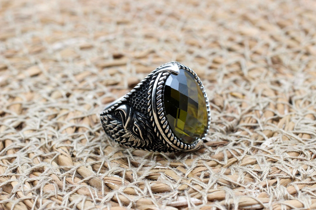 Handmade Peridot Sterling Silver Eagle Ring - Ottoman Turkish Design - Etsy