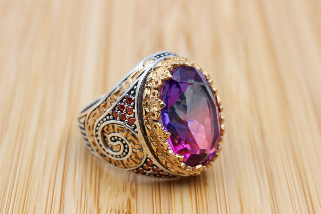 Tourmaline Men's Ring, Men's Handmade Ring, Turkish Handmade Men's Ring ...