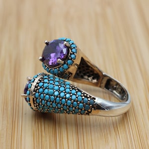 Amethyst Ring, Ladies Ring, Turquoise Ring, Handmade Women's Ring ...