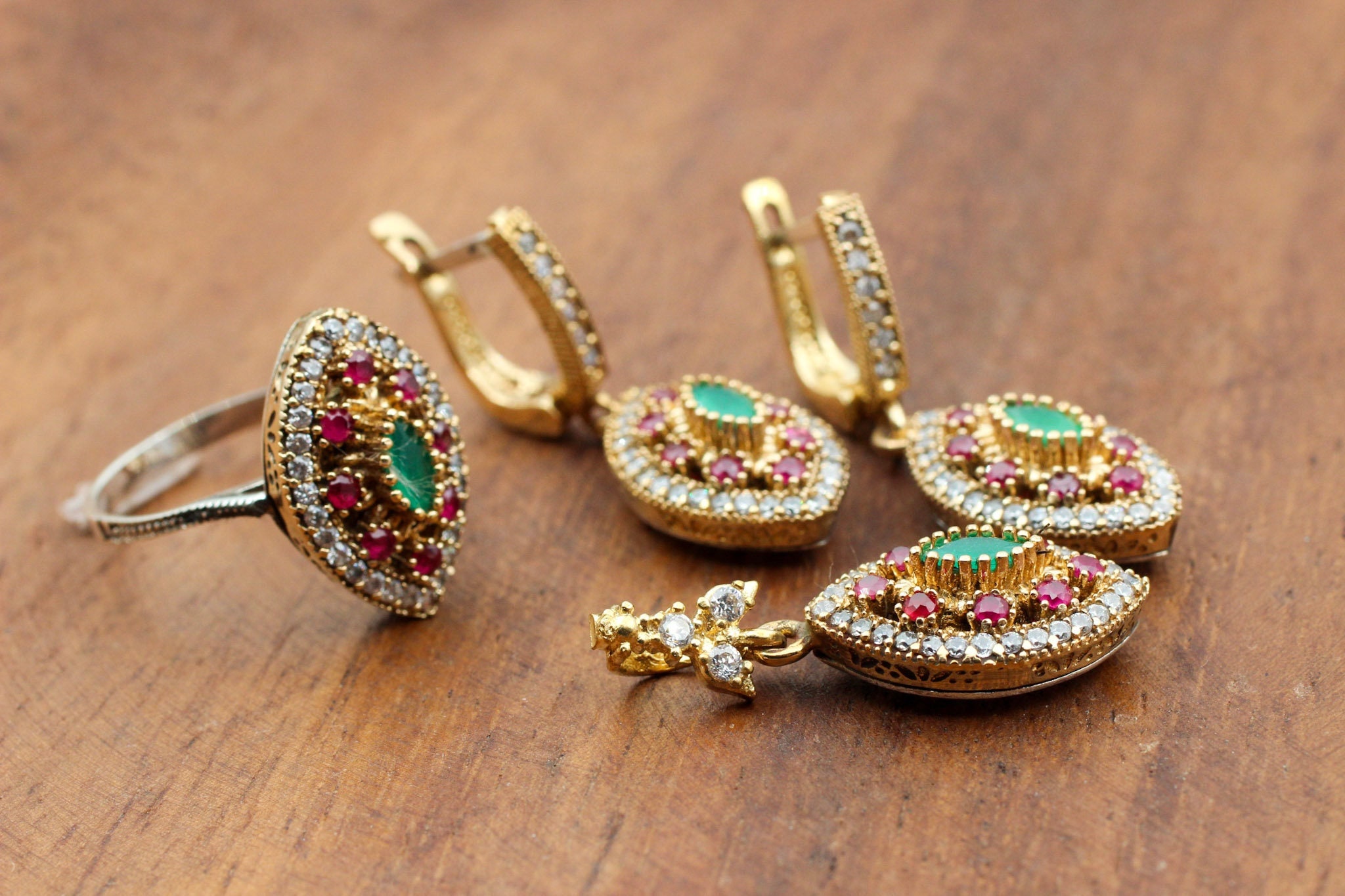 Emerald Set Authentic Set Handmade Set Women Turkish - Etsy