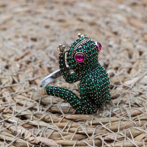 Emerald Frog Ring, Handmade Women's Ring, Authentic Ring, Turkish ...