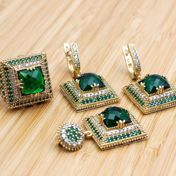 Turkish Gemstone Jewelry Set - Etsy