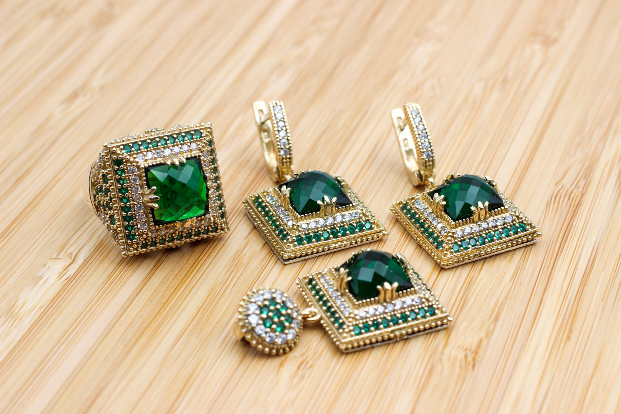 Emerald Set Authentic Set Handmade Set Women Turkish | Etsy