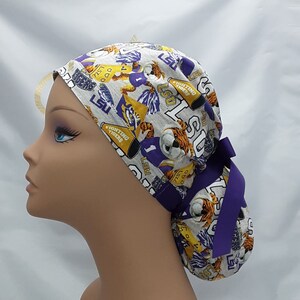 Lsu Tigers Print, Ponytail Scrub Cap, Surgical Scrub Hat, Nurse Scrub ...