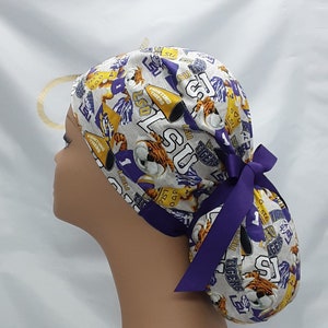 Lsu Tigers Print, Ponytail Scrub Cap, Surgical Scrub Hat, Nurse Scrub ...