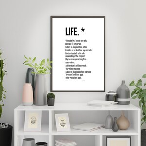 LIFE * Poster Quote Wall Art Printable Wall Art Digital Download - Etsy