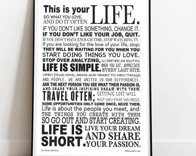 Inspiring HOLSTEE Manifesto Poster – A Daily Reminder to Live Your ...