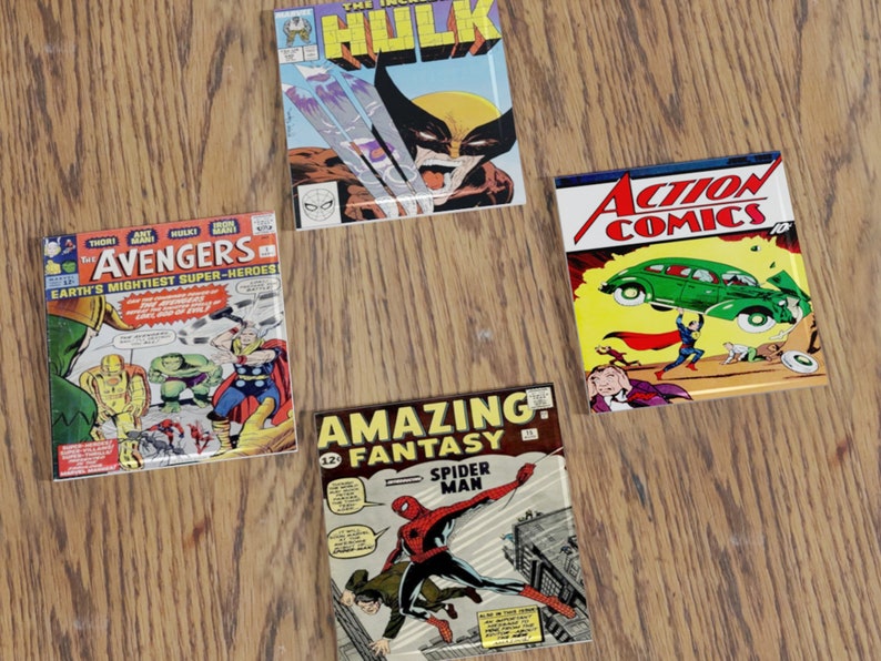 Comic Book Cover Ceramic Tile Coaster With Cork Backing ANY Cover - Etsy