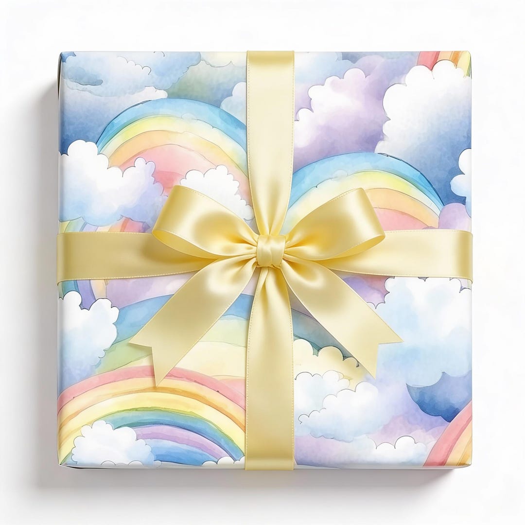 Watercolor Rainbow Wrapping Paper, Earthy Rainbow Gift Wrap, Neutral ...