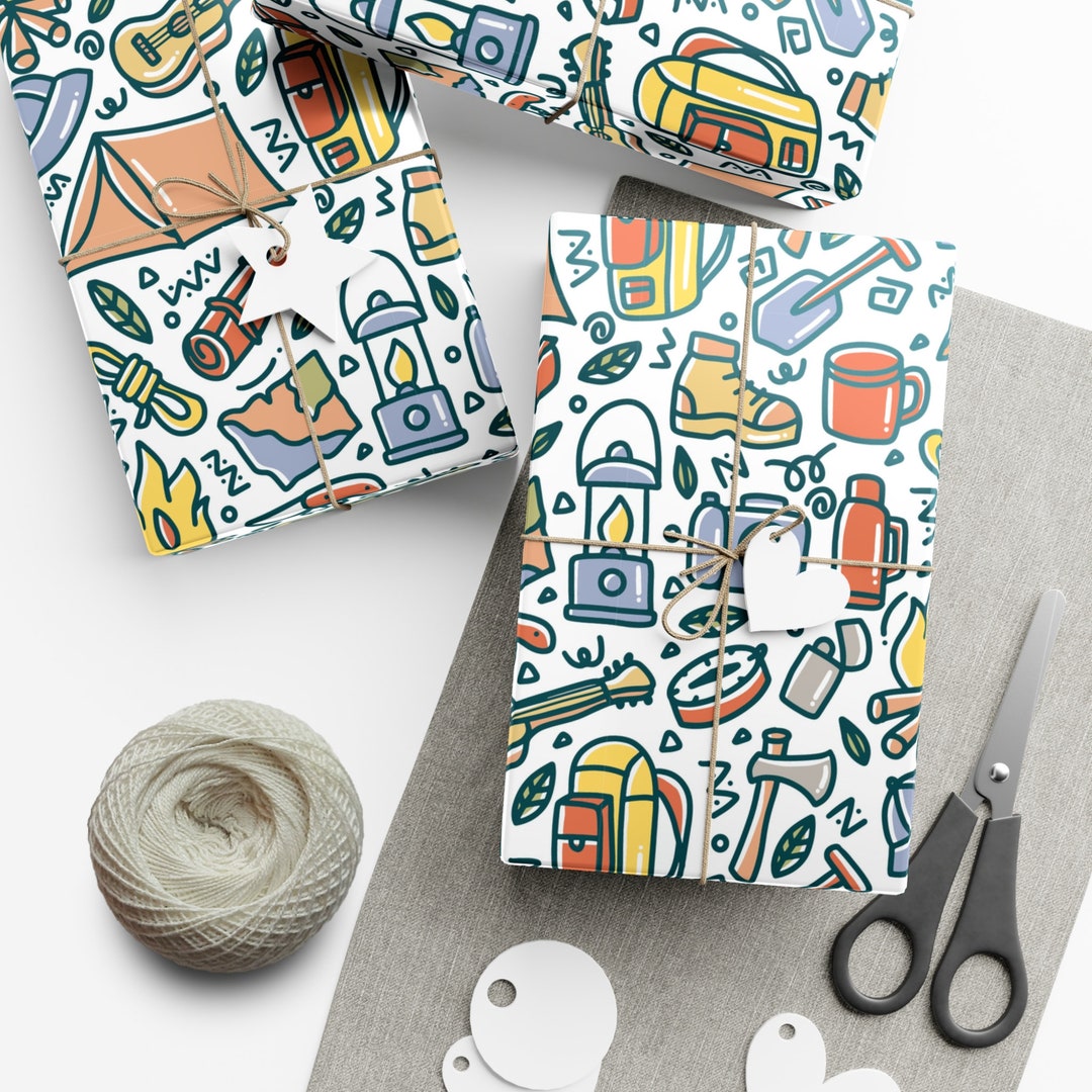 Camping Wrapping Paper Camp Camper Gift Wrap Birthday Party Vacation - Etsy