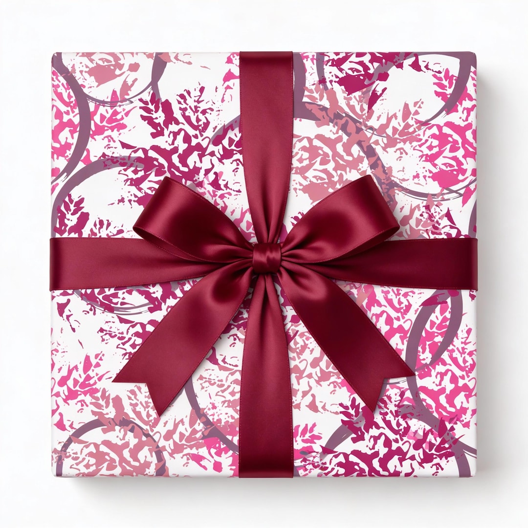 Valentines Day Pink Burgundy Wrapping Paper - Etsy