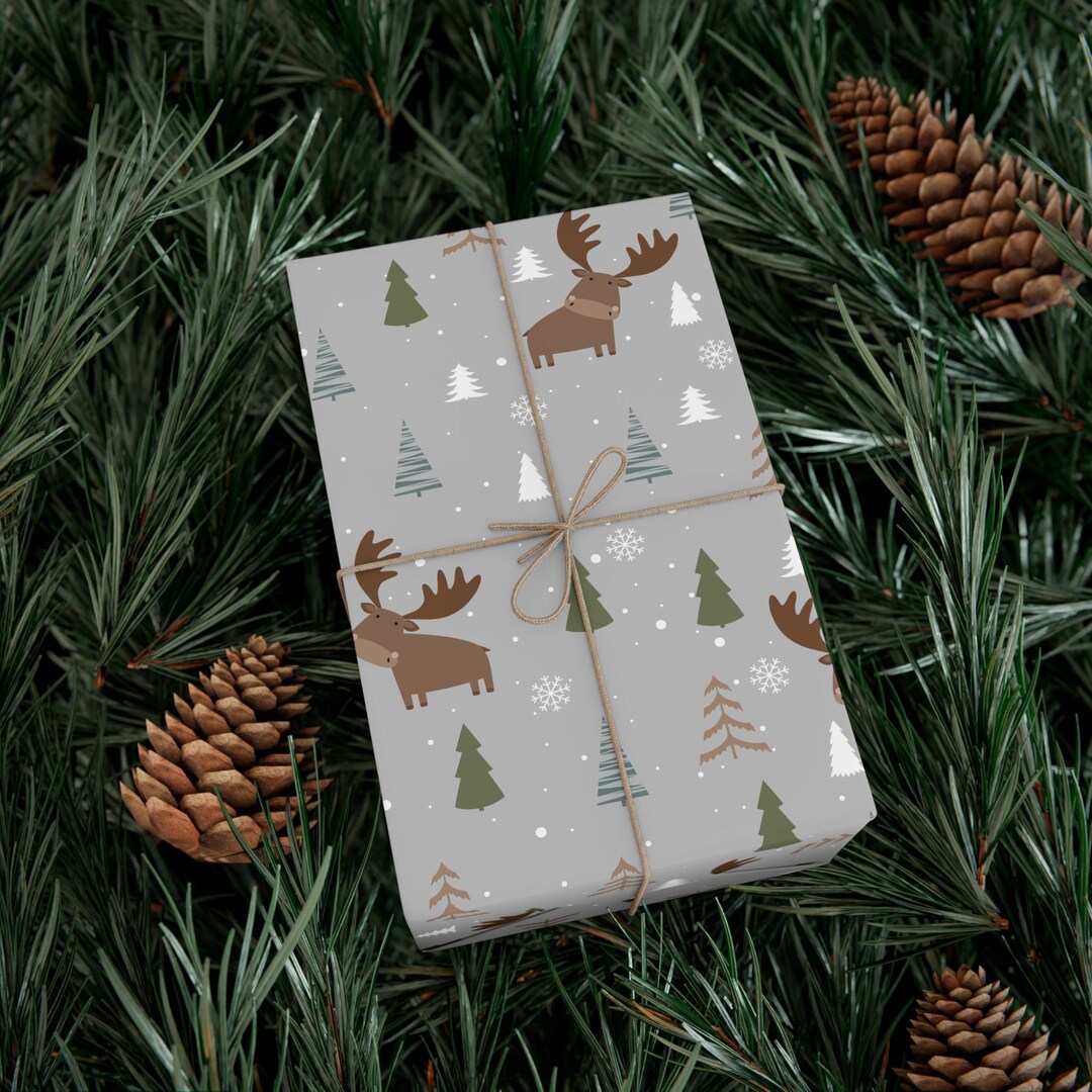 Moose Wrapping Paper Forest Woodland Gift Wrap - Etsy