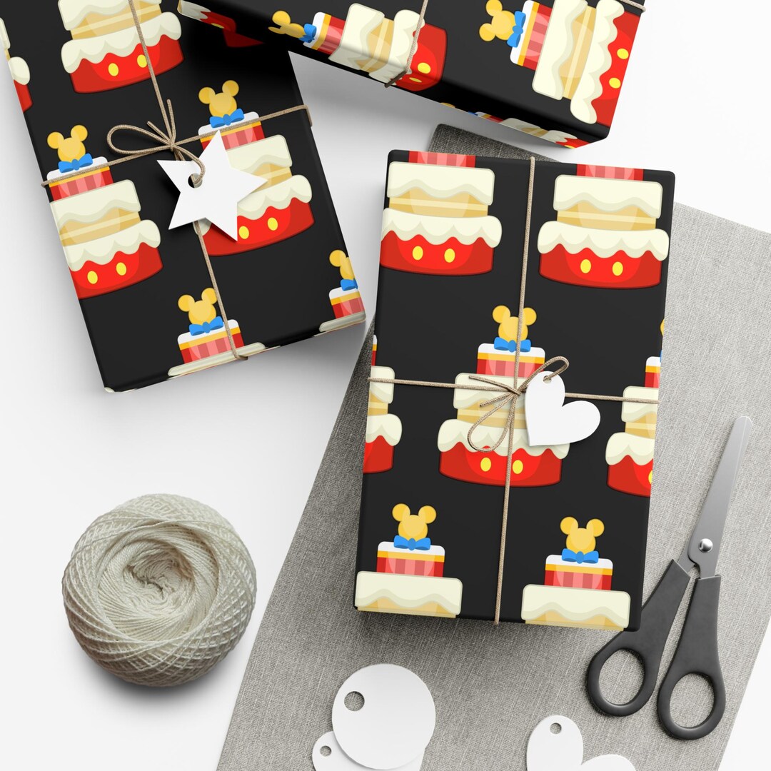 Mickey Mouse Birthday Cake Wrapping Paper Gift Wrap Party Boy Girl Baby ...