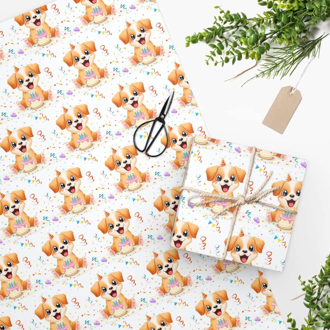 Puppy Birthday Wrapping Paper Dog Gift Wrap Birthday - Etsy
