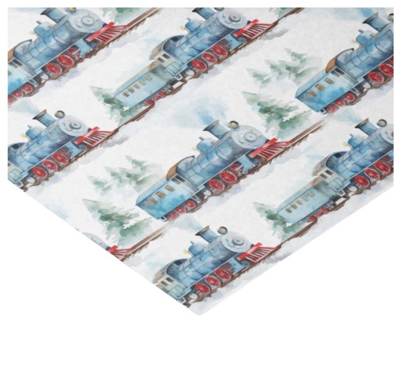 Train Tissue Paper Birthday Baby Shower Watercolor Decoupage Gift Craft ...