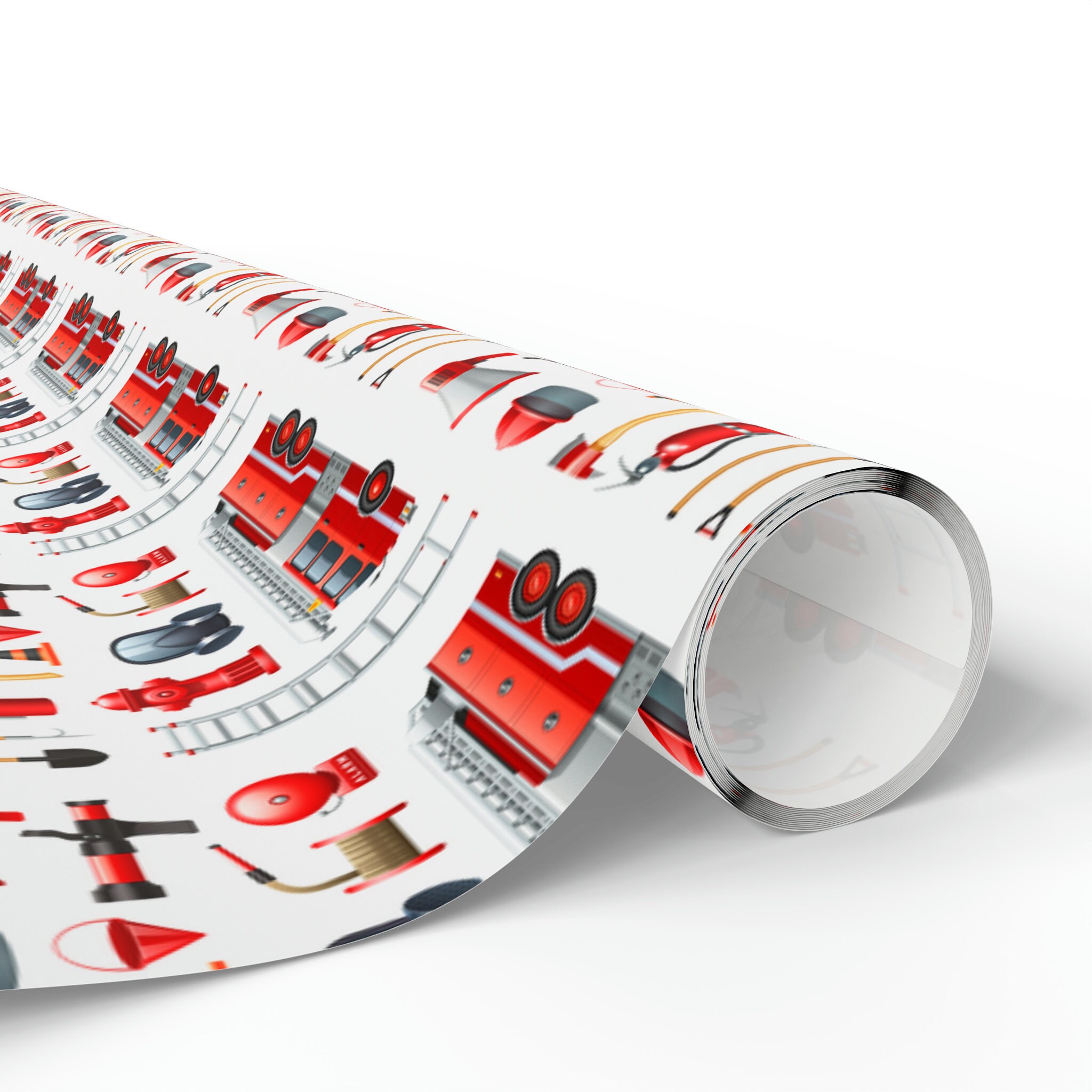 Firefighter Fire Truck Wrapping Paper Fireman Gift Wrap Red - Etsy