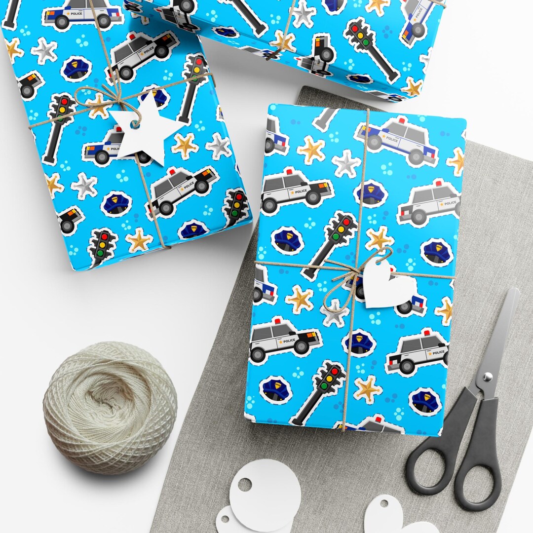 Police Wrapping Paper Policeman Gift Wrap Police Officer First ...