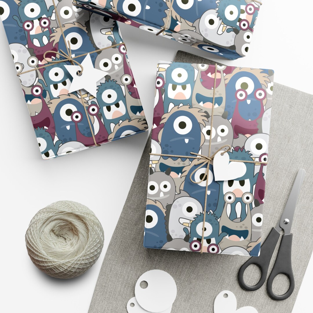 Monsters Wrapping Paper Birthday Funny Kids Gift Wrap Party - Etsy