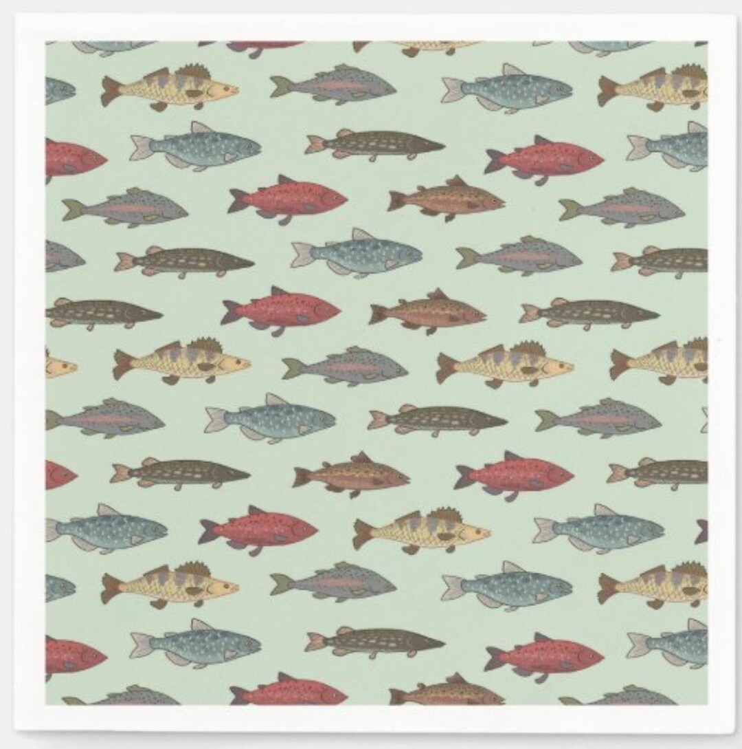 Fish Fishing Paper Napkins, Set of 50 - Etsy