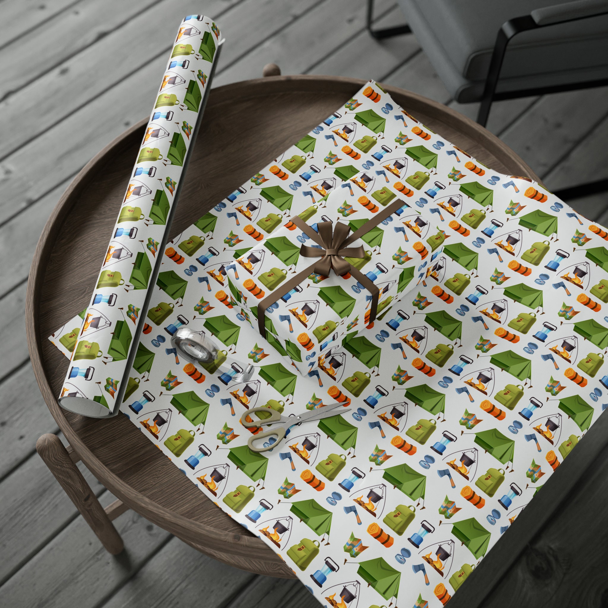 Camping Wrapping Paper Camper Gift Wrap Camp Tent Campfire - Etsy