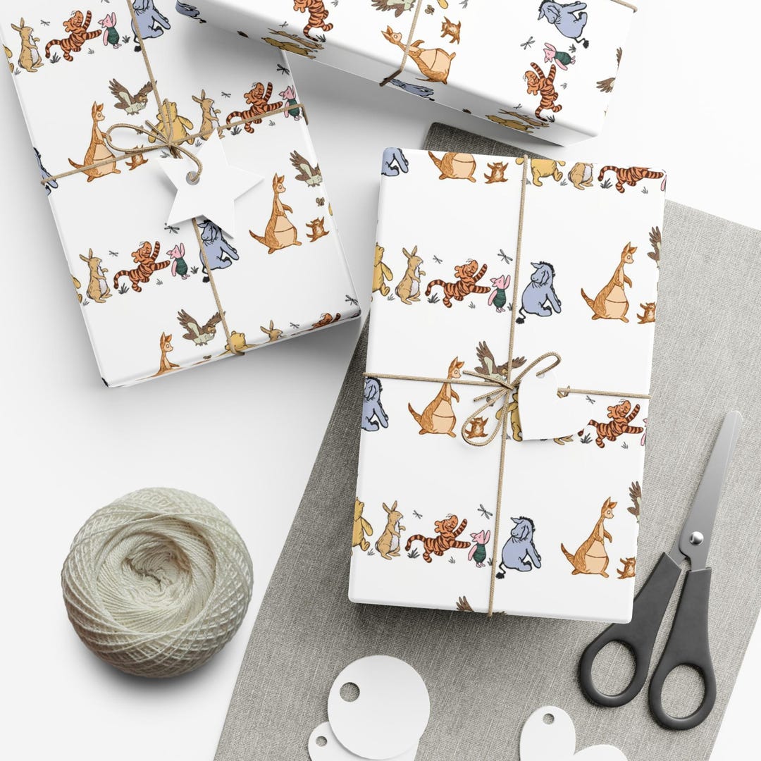 Classic Pooh & Friends Wrapping Paper Baby Shower Gift Wrap Cute ...