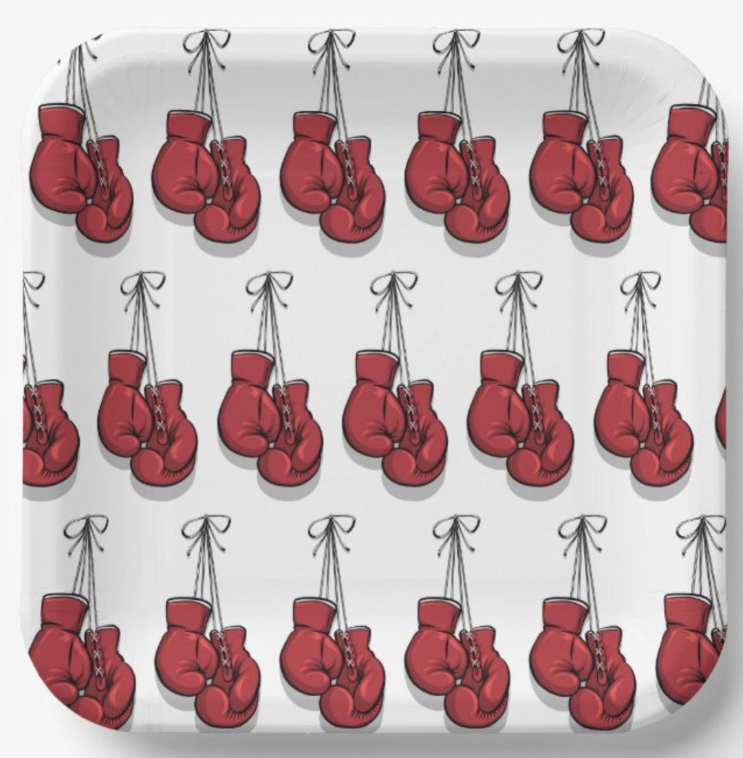 Boxing Square Paper Plates Birthday Party Red Gloves, Set of 8 - Etsy