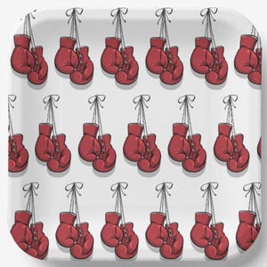 Boxing Square Paper Plates Birthday Party Red Gloves, Set of 8 - Etsy
