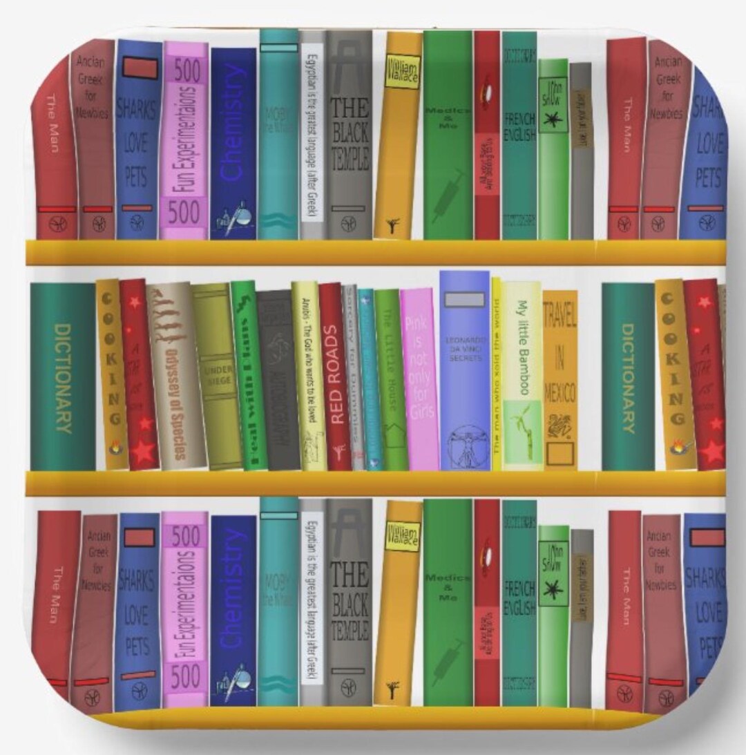 Books Square Paper Plates, Set of 8 - Etsy