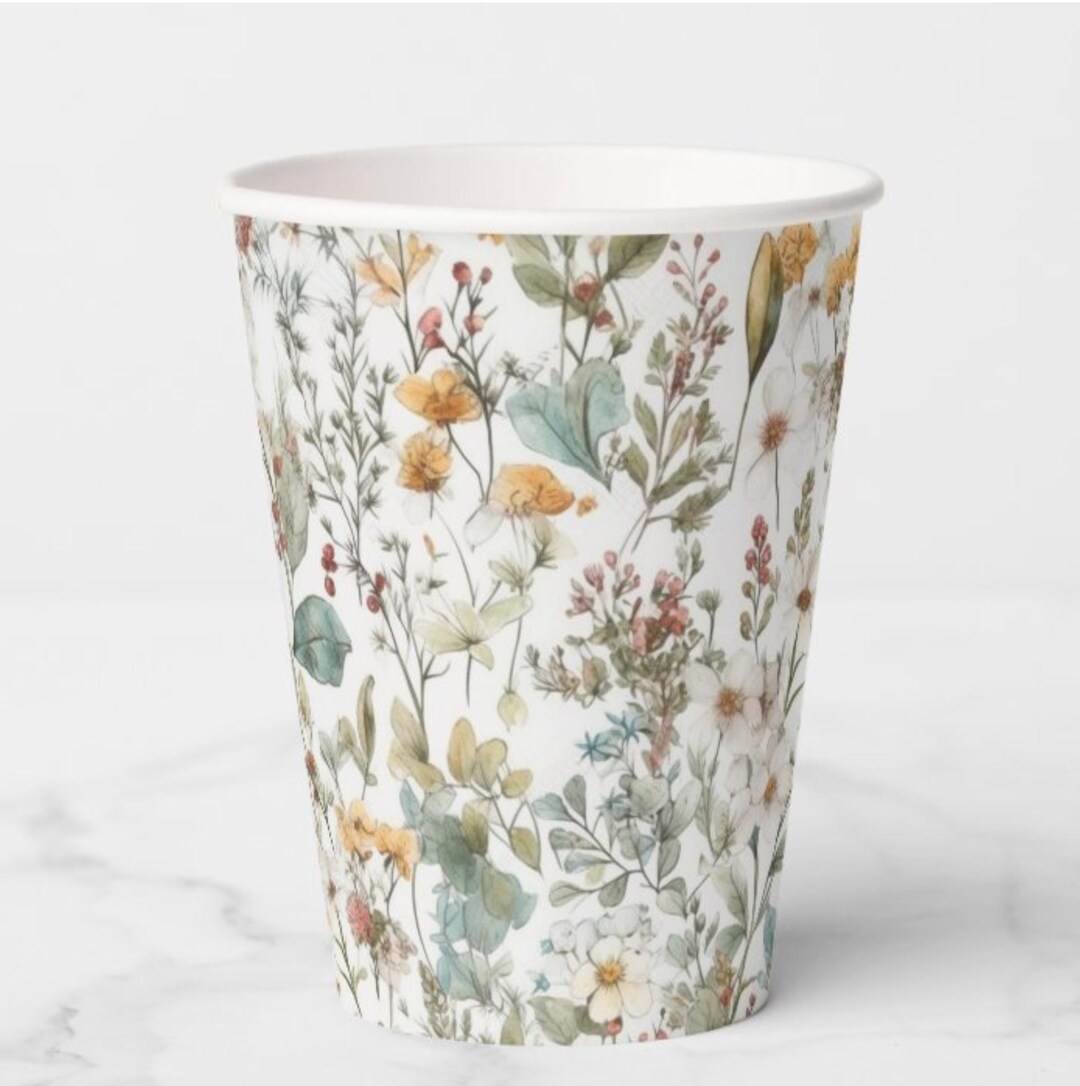 Wildflowers Floral Paper Cups, Set of 8 - Etsy