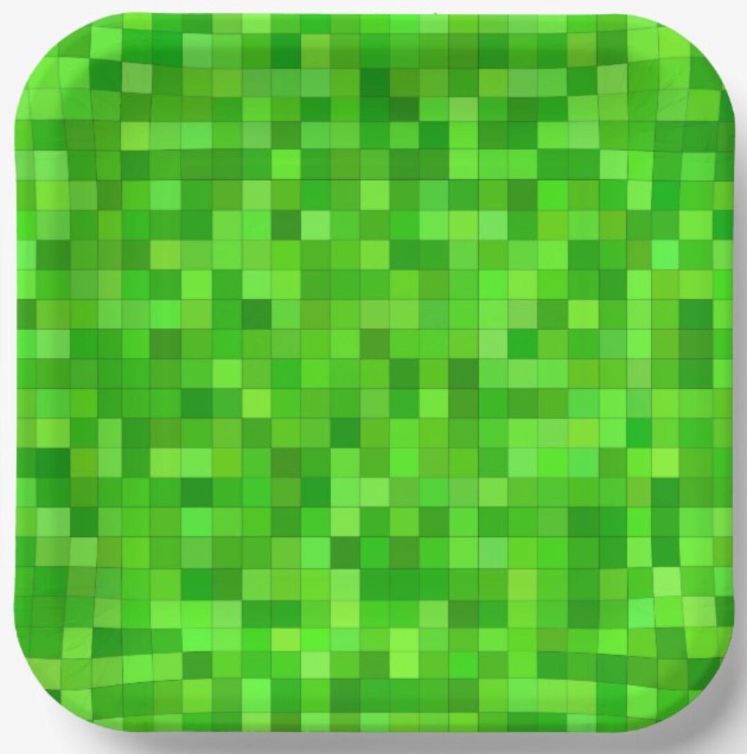 Green Pixels Gaming Square Paper Plates, Set of 8 - Etsy