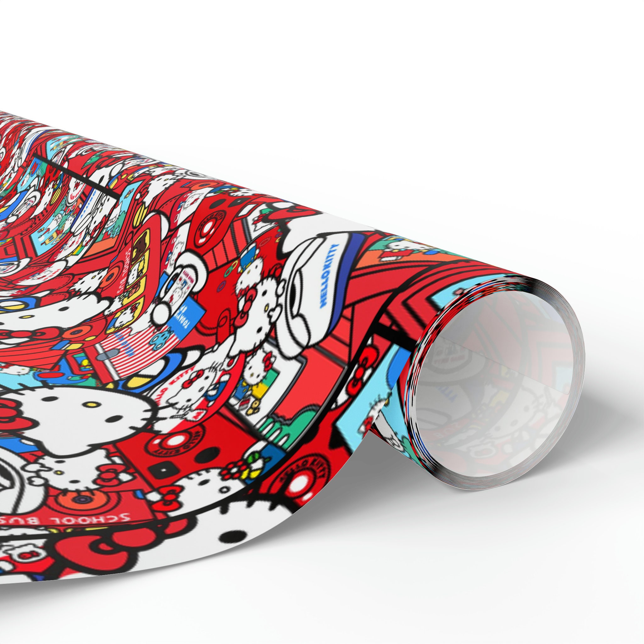 Kitty Wrapping Paper Red Gift Wrap For Girls Birthday Present Party ...