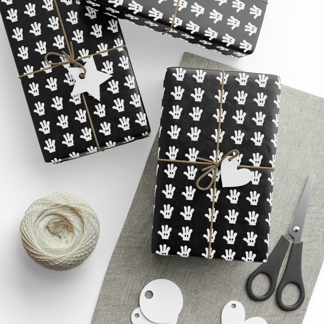 Mickey Mouse Wrapping Paper Gloves Black Gift Wrap Birthday - Etsy