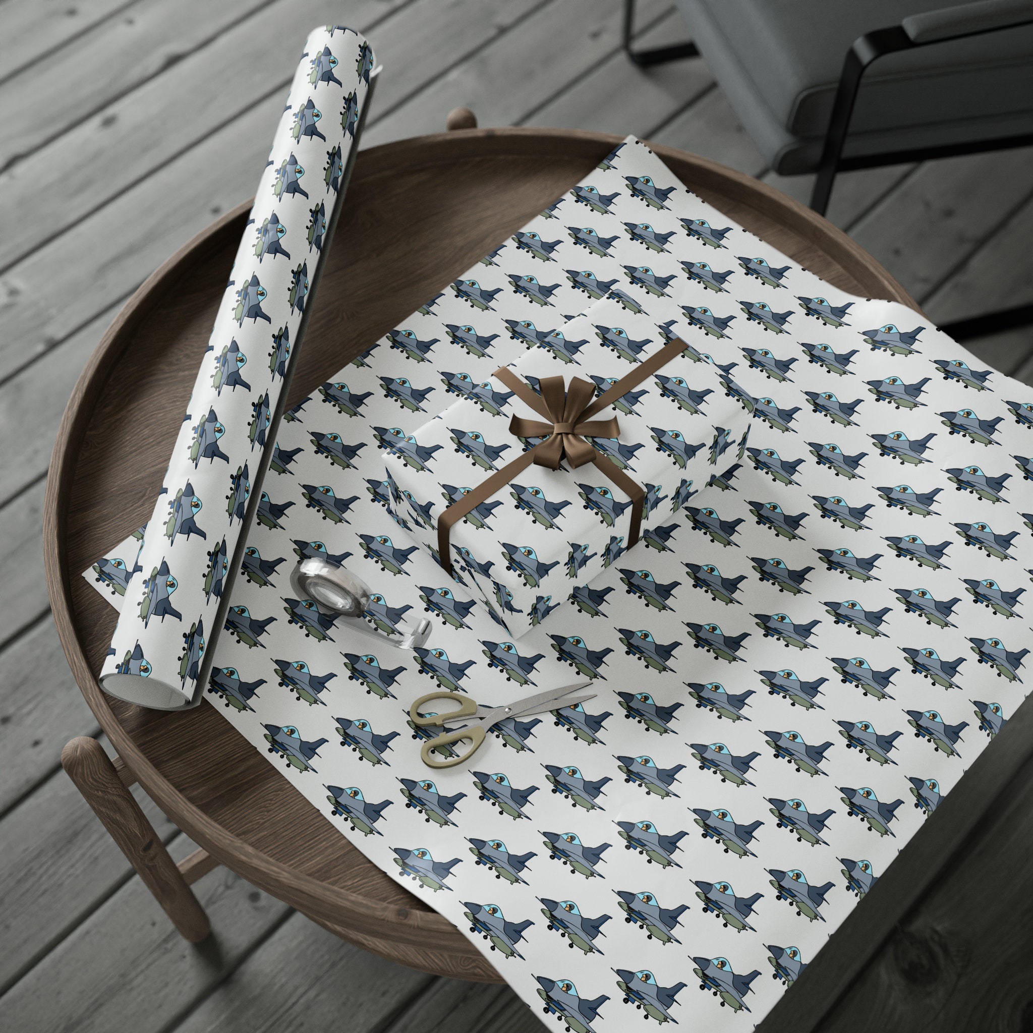 Military Fighter Jet Wrapping Paper Aircraft Gift Wrap Birthday Party ...