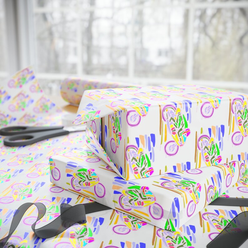 Motocross Wrapping Paper Motorcycle Gift Wrap Motorbike Dirt Bike ...