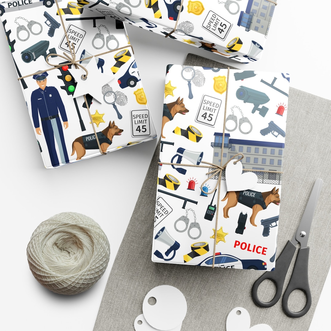 Police Wrapping Paper Policeman Gift Wrap Police Officer First ...