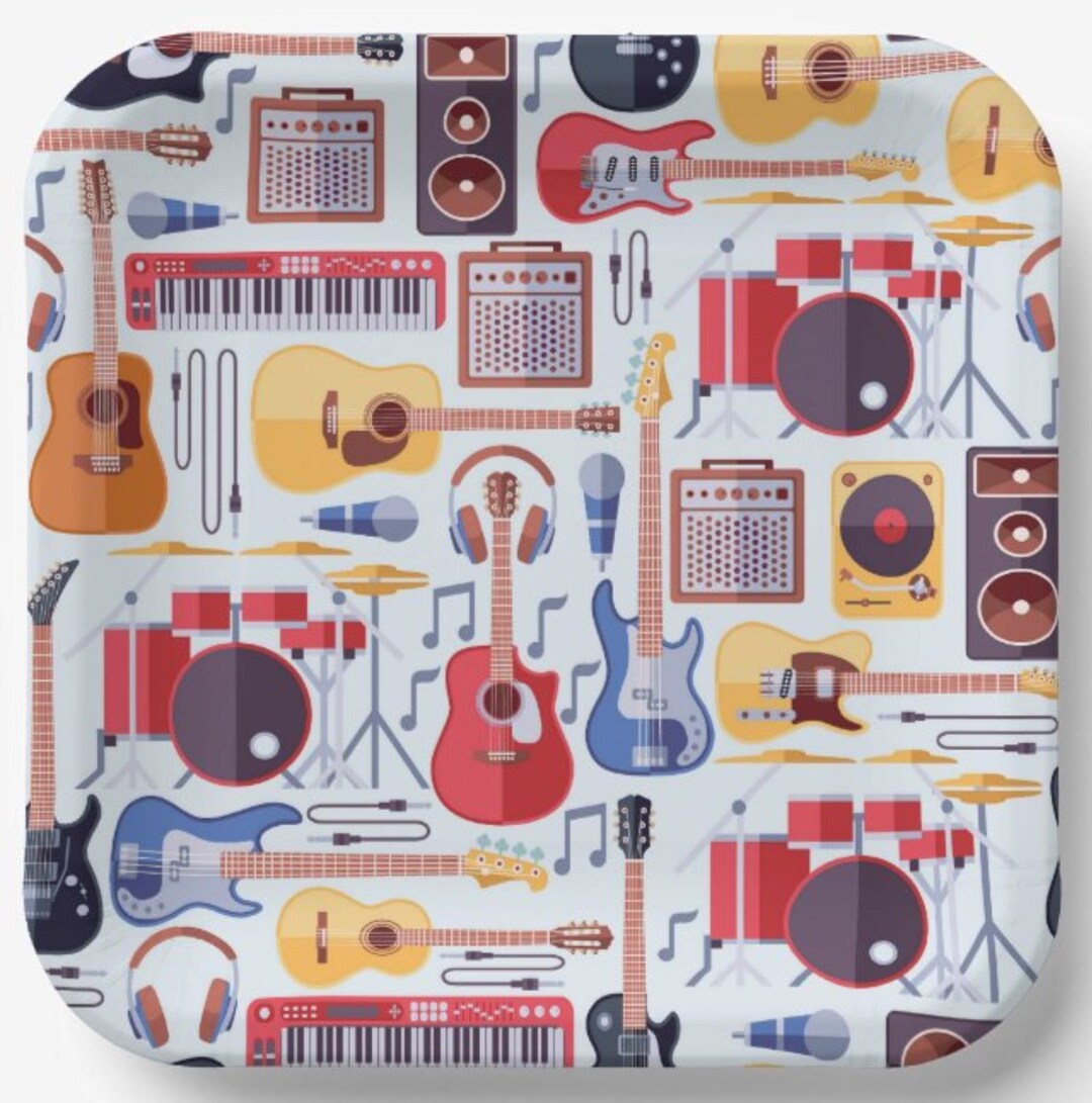 Music Square Paper Plates, Set of 8 - Etsy