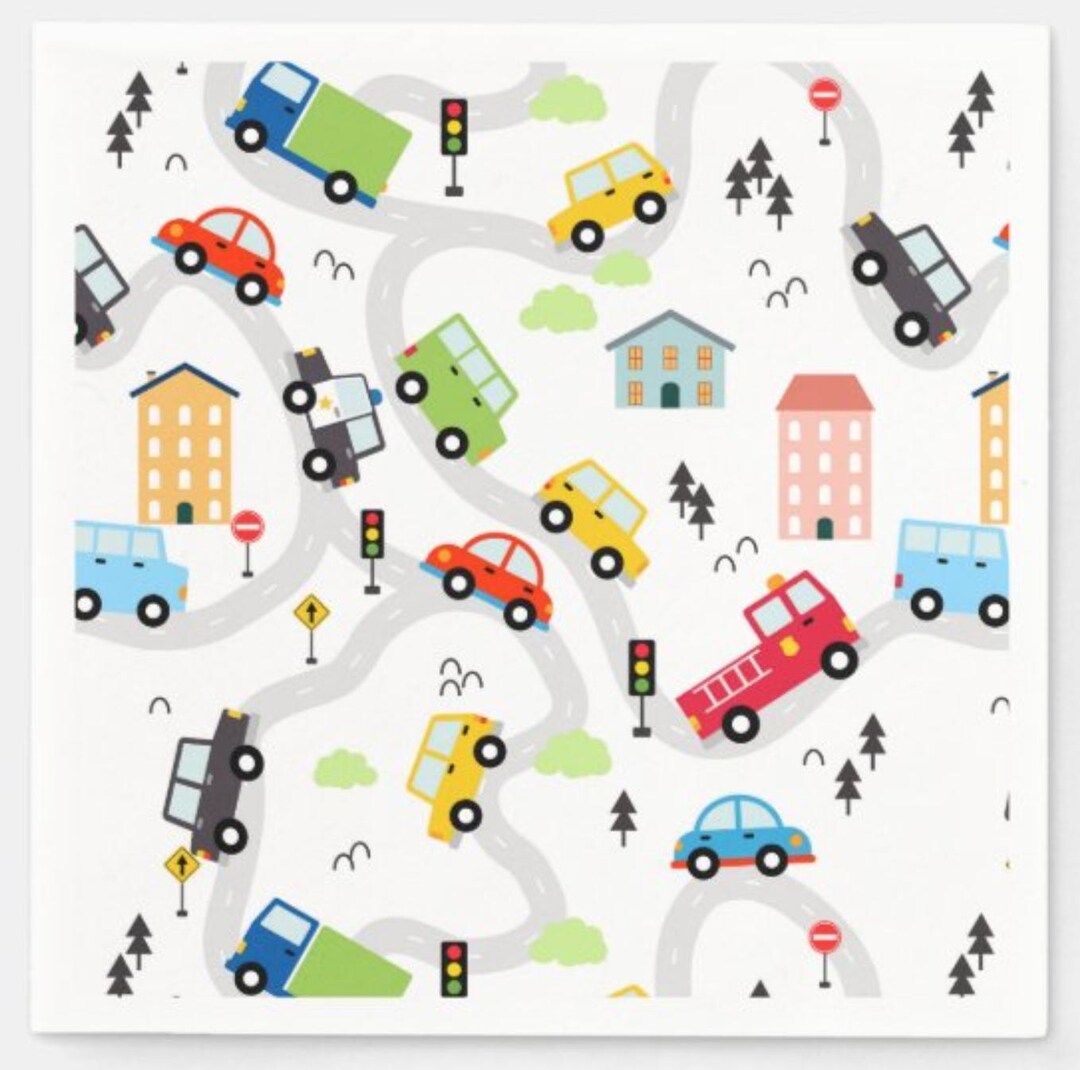 Cars Trucks Paper Napkins Kids Birthday Party Baby Shower, Set of 50 - Etsy