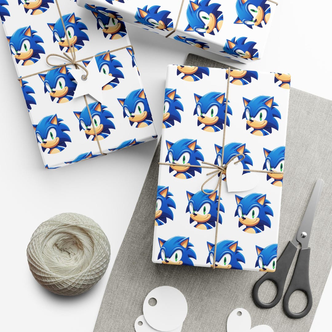Sonic Hedgehog Wrapping Paper Birthday Gift Wrap Party Blue - Etsy ...